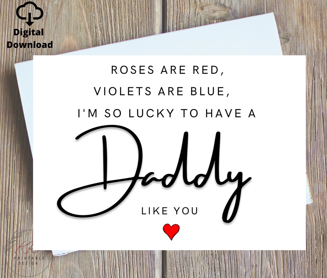 Daddy Valentines Day Card for Him Printable, Personalised Fathers Day ...