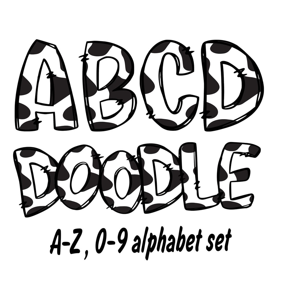 Cow Animals Skin Alphabet Doodle Letters, Bundle, Cow Print, Animal ...