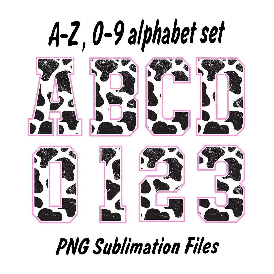 Cow Print Alphabet and Numbers, Alphabet Letters, PNG File, Racing ...