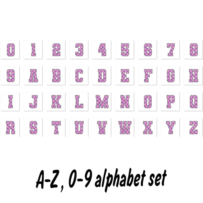 Purple Checkered Alphabet and Checkered Numbers ,alphabet Letters, PNG ...
