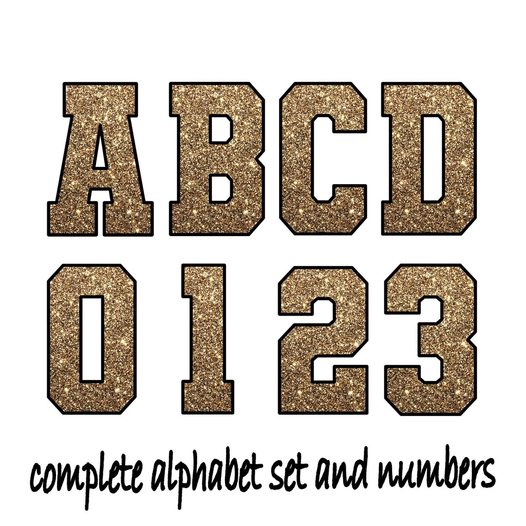 Glitter Black and Gold Alphabet Letters and Number Set Clipart ,glitter ...