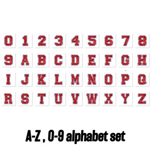 Sequin Faux Glitter Red and Blue Alphabet Letters and Number Set ...