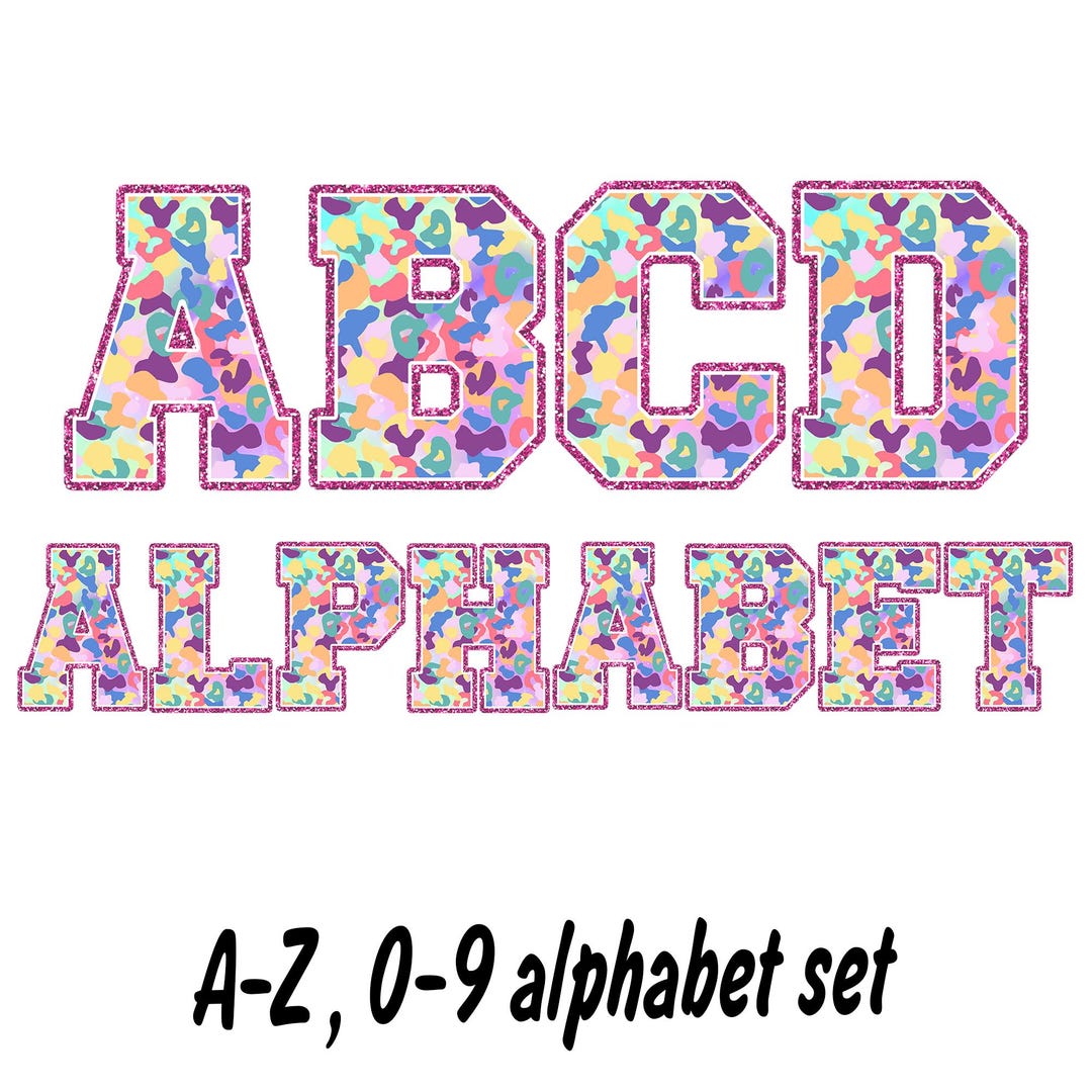 Tie Dye Leopard Pink Glitter Alphabet Letters and Number Set Clipart ...