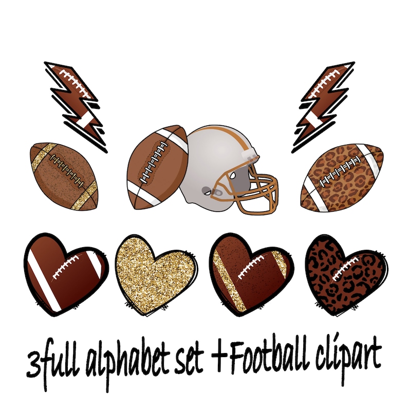 Football Alphabet Letters PNG Bundle, Football Sports Doodle Letters ...