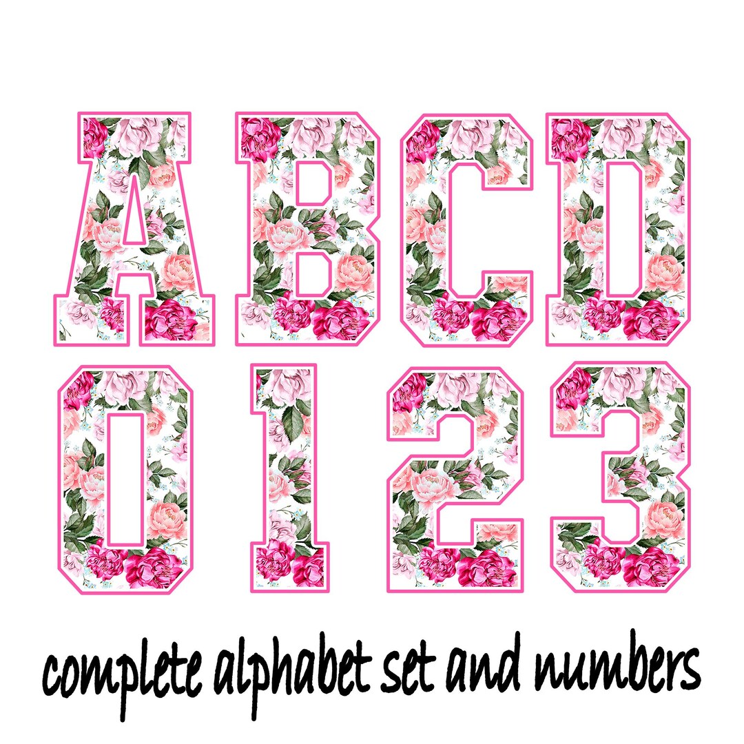 Watercolor Floral Alphabet Letters PNG, Bright Spring Floral Alphabet ...