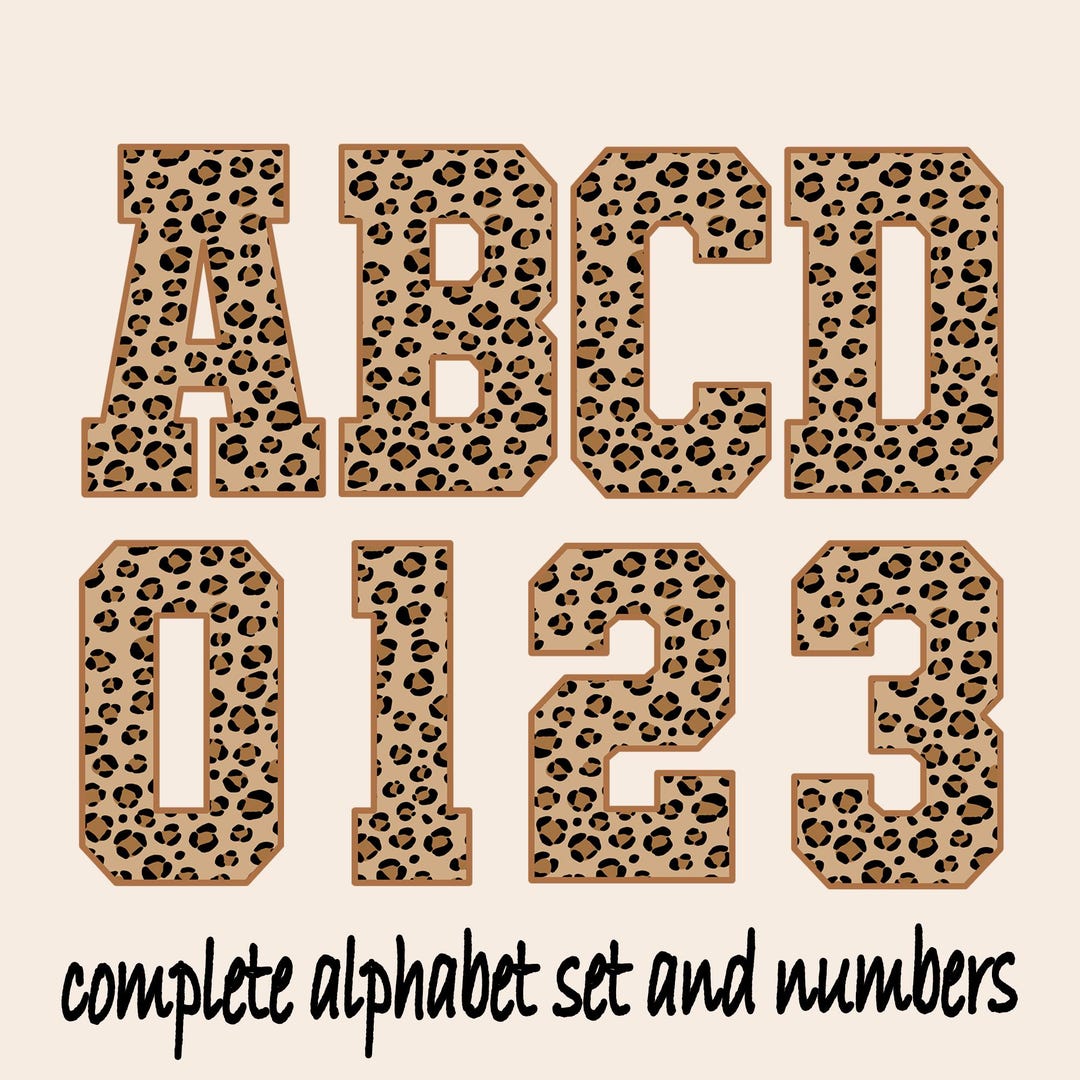 Leopard Brown Alphabet Letters and Number Set, Sport Alphabet Png ...