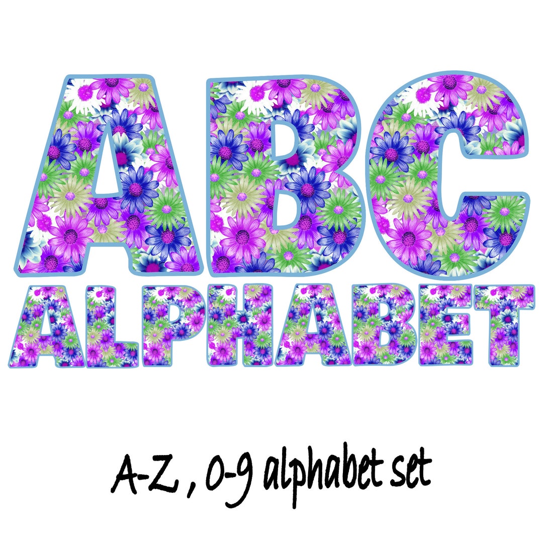 Floral Alphabet 26 Letters PNG, Bright Spring Floral Alphabet Letters ...