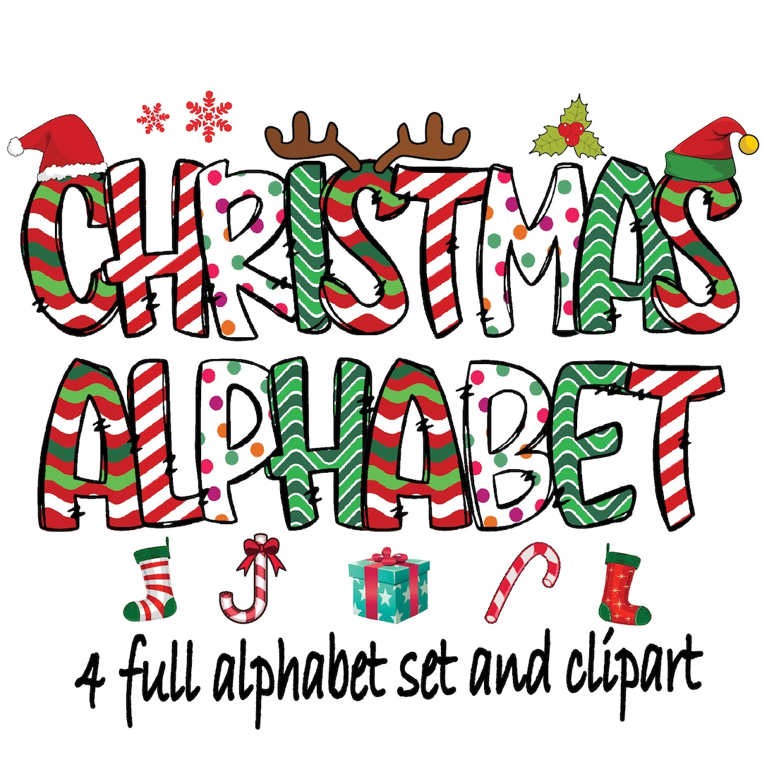 Christmas Letters Clipart, Files Bundle, Cute Png, Retro Christmas ...