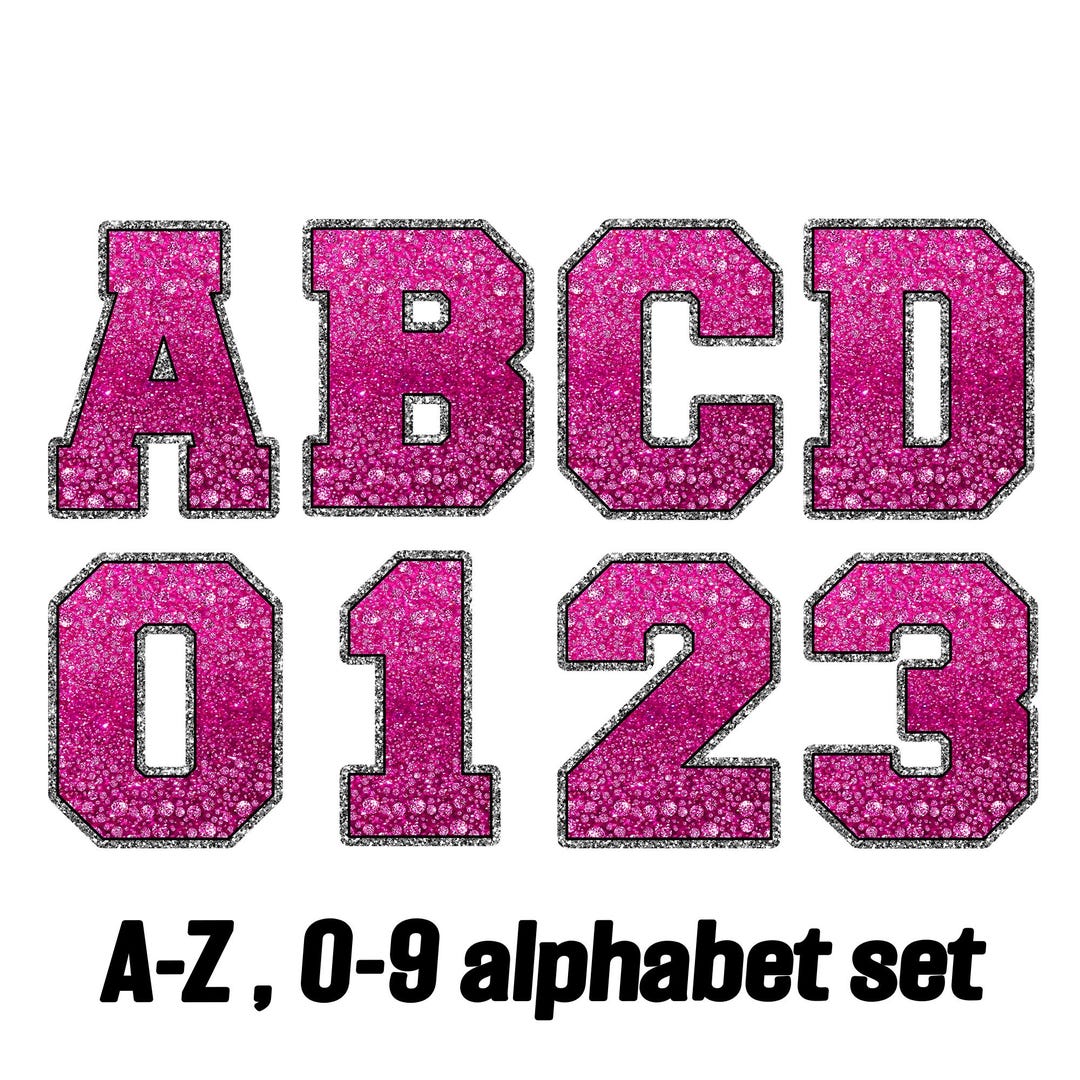 Sequin Faux Glitter Pink and Silver Alphabet Letters and Number Set ...