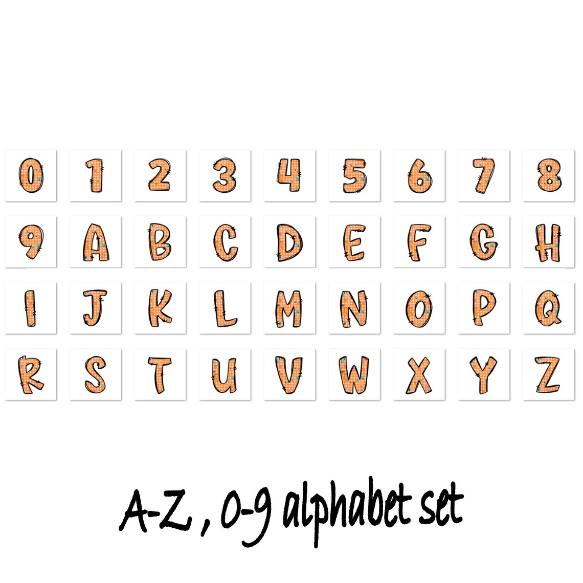 Fall Doodle Alphabet Bundle, Autumn PNG Letters, Numbers, A-Z Upper ...