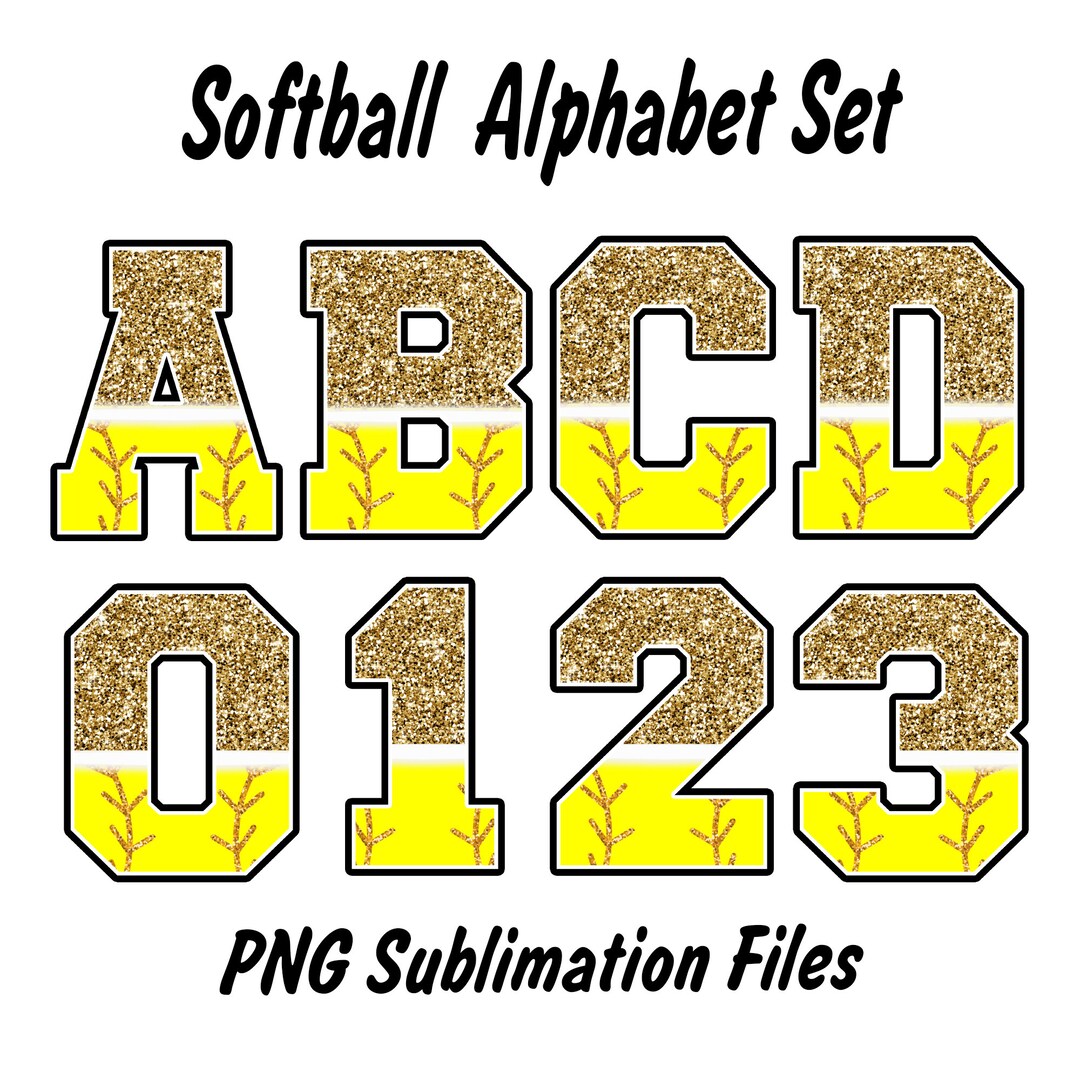 Softball Gold Glitter Letters PNG, Softball Mom Png, Softball Sports ...