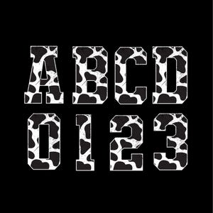 Black Cow Alphabet and Numbers ,alphabet Letters, Kids PNG File, Cow ...