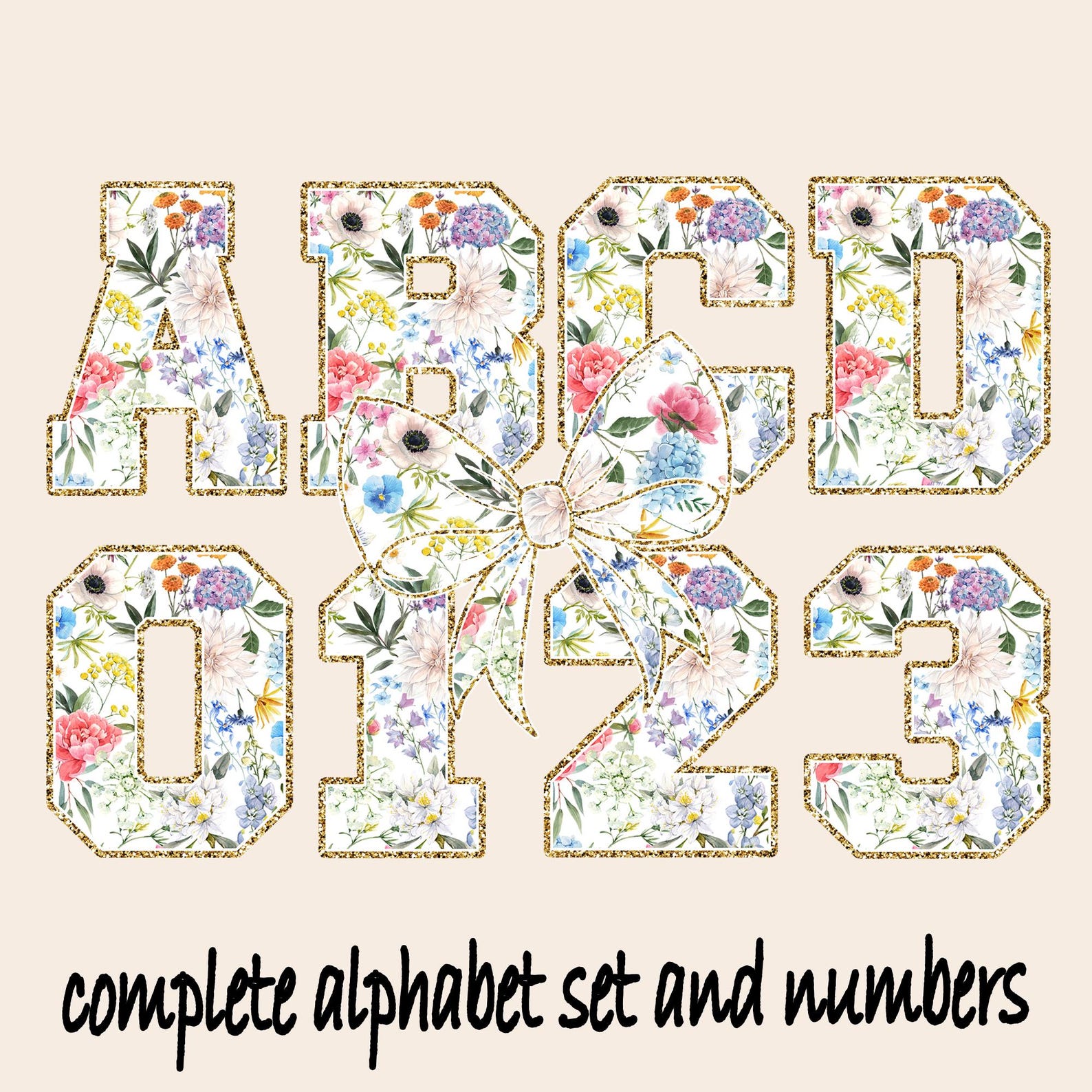 Floral Coquette Bow Alphabet and Numbers, Mama Coquette PNG Alphabet ...