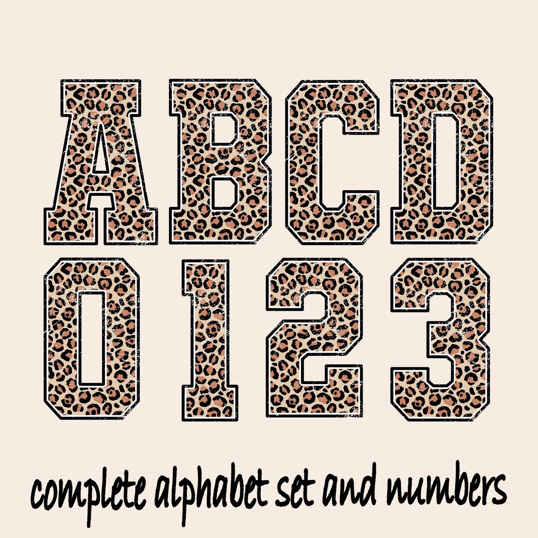 Leopard Black Alphabet Letters and Number Set Clipart, Sport Alphabet ...