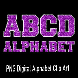 Sequin Faux Glitter Purple and Silver Alphabet Letters and Number Set ...