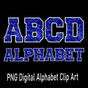 Sequin Faux Glitter Blue and Silver Alphabet Letters and Number Set ...