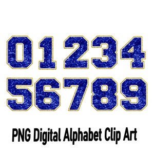 Sequin Faux Glitter Blue and Gold Alphabet Letters and Number Set ...