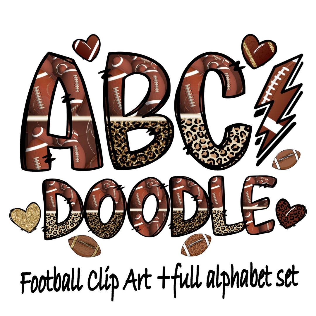 Football Alphabet Letters PNG Bundle, Football Sports Doodle Letters ...