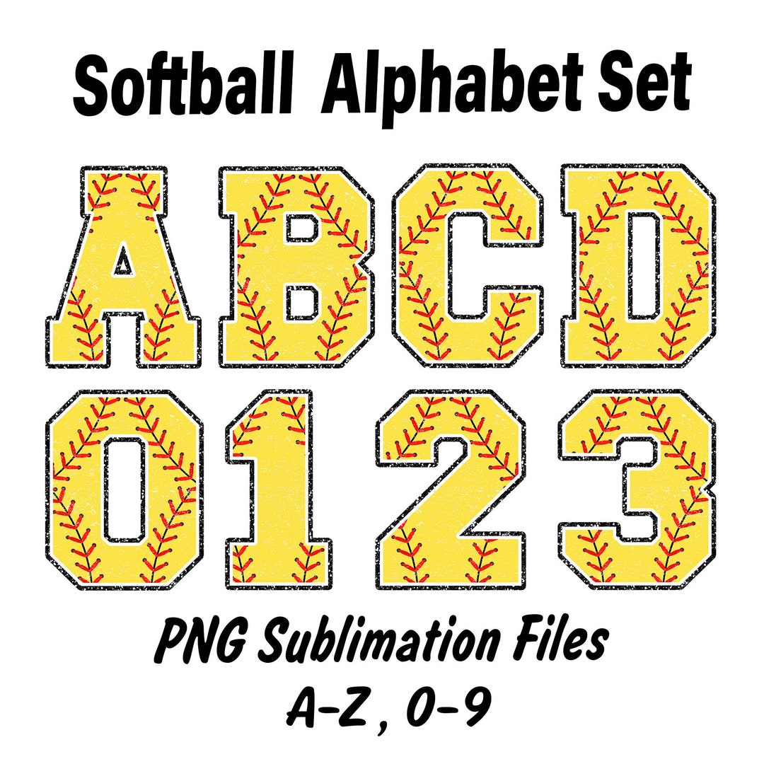 Softball Letters & Number Png,glitter Softball Sports,retro Softball ...