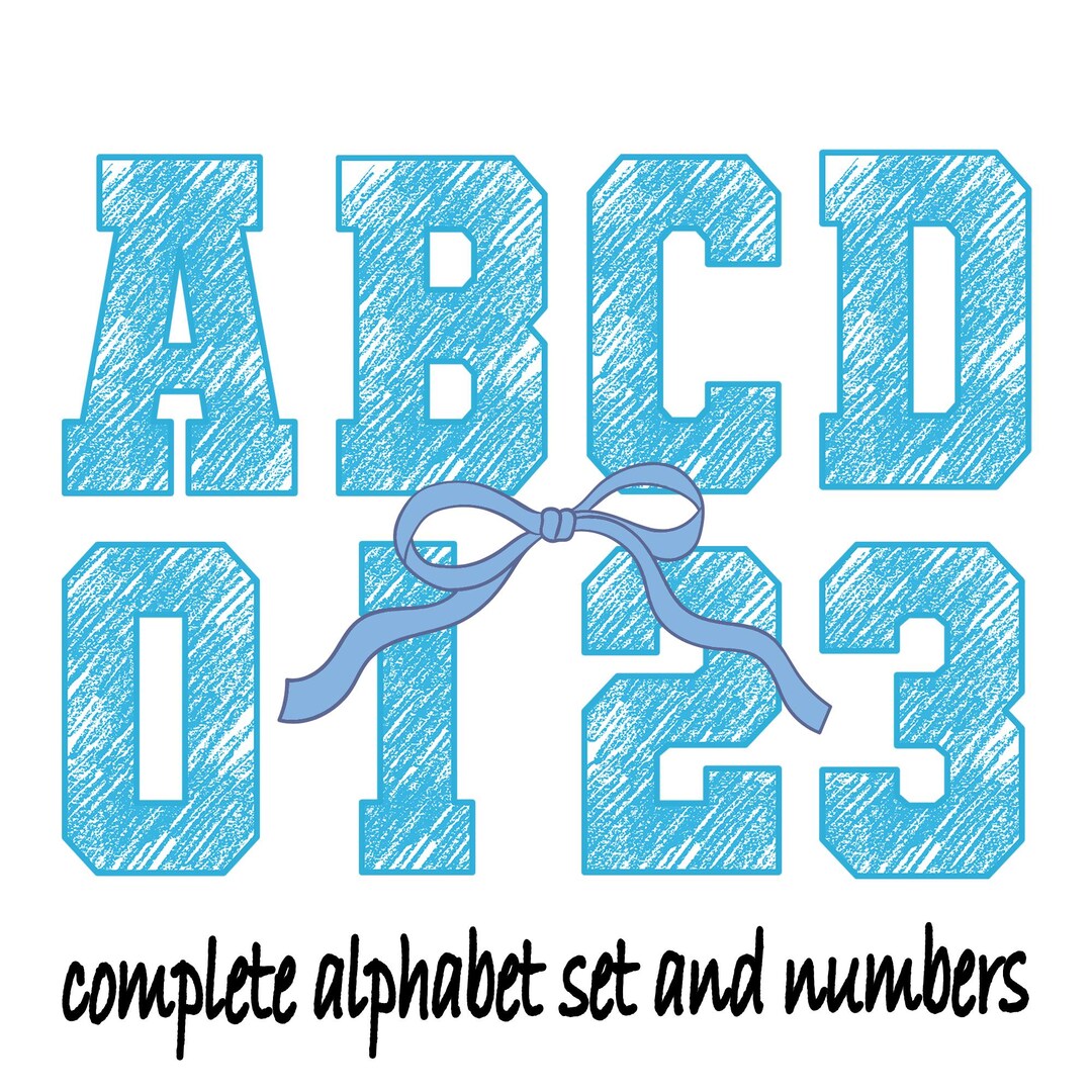 Blue Coquette Bow Alphabet and Numbers, Mama PNG Alphabet Letters ...