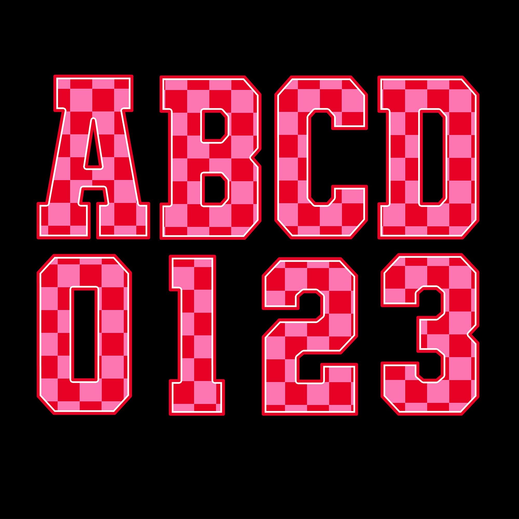 Pink and Red Checkered Valentine Alphabet and Numbers ,checkered ...