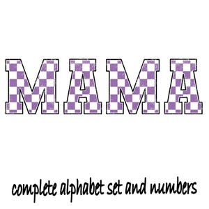 Light Purple Checkered Alphabet and Checkered Numbers ,alphabet Letters ...