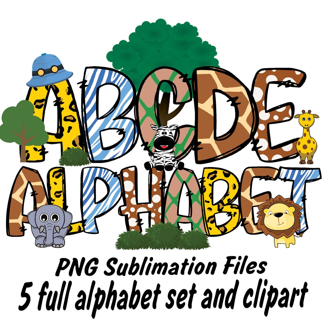 Safari Zoo Doodle Alphabet Bundle, Numbers, Safari Clip Art, Animal ...