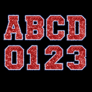 Sequin Faux Glitter Red and Blue Alphabet Letters and Number Set ...