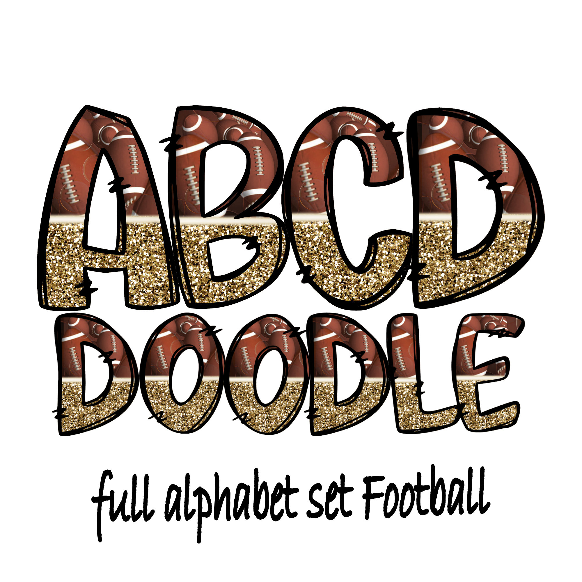 Letras del alfabeto de fútbol PNG, Letras de doodle de deportes de ...
