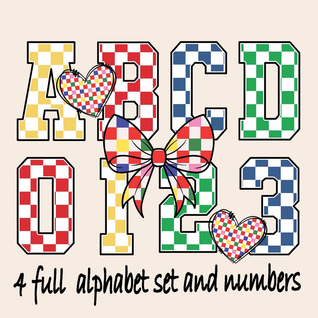 Autism Checkered Alphabet and Autism Numbers, Autism Bow Alphabet ...