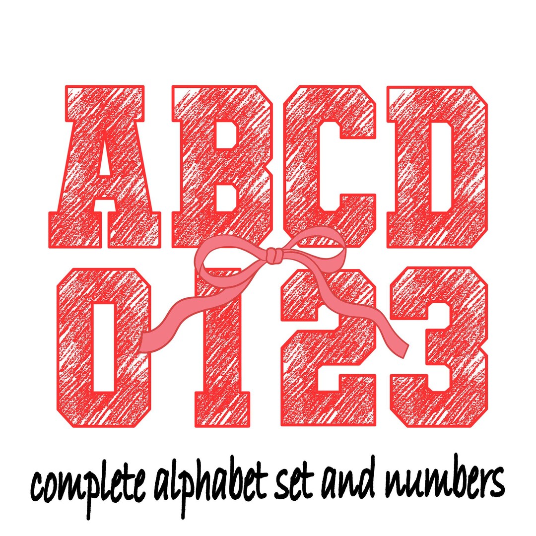 Red Coquette Bow Alphabet and Numbers, Mama PNG Alphabet Letters ...