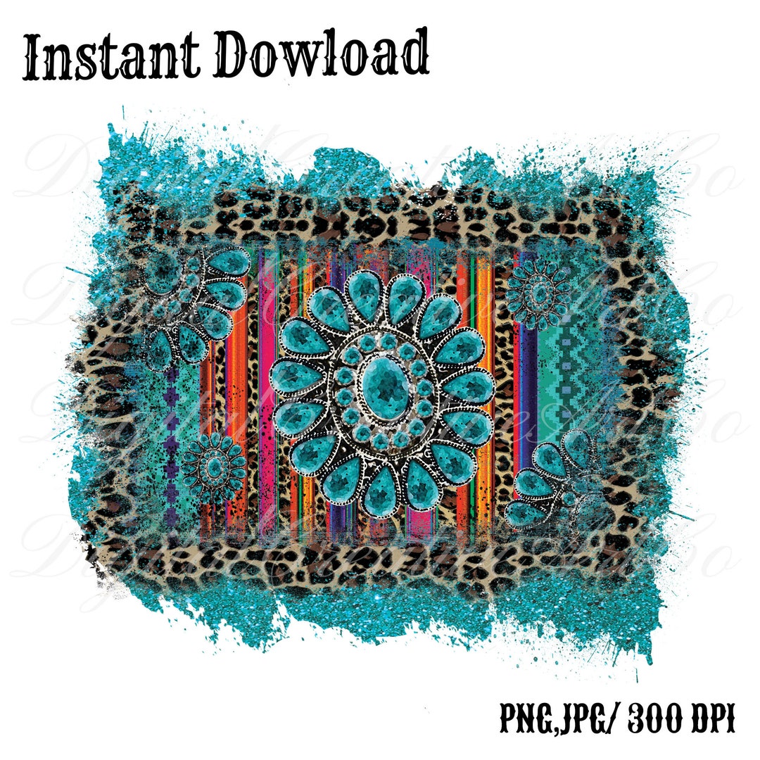 Turquoise Serape Leopard Background Sublimation PNG File,aztec,punchy ...