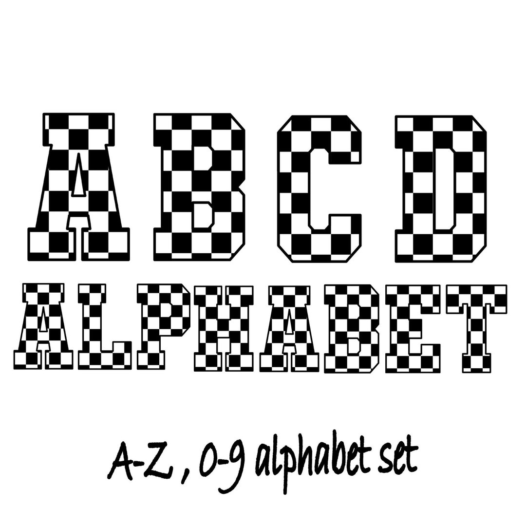 Checkered Alphabet and Checkered Numbers ,alphabet Letters, PNG File ...