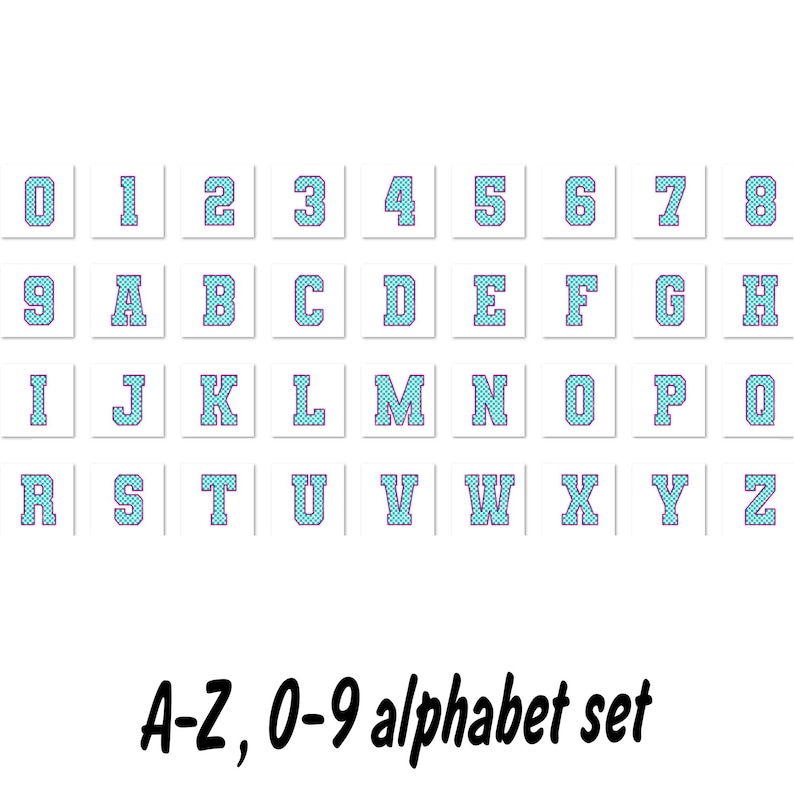 Pink and Light Blue Checkered Alphabet and Numbers ,checkered Pattern ...