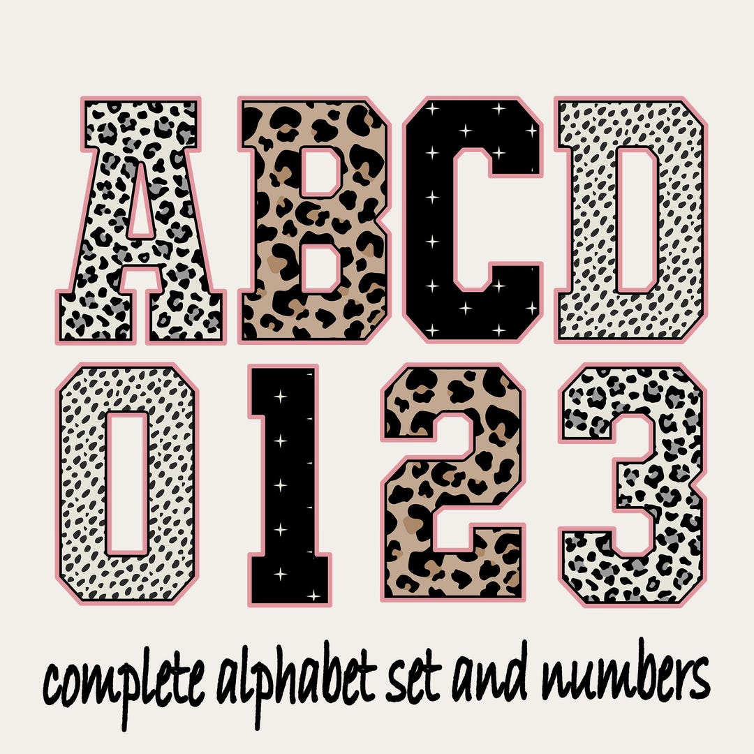 Leopard Bundle Alphabet Letters and Number Set Clipart, Sport Alphabet ...