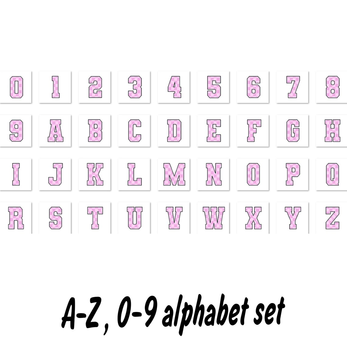 PINK CHECKERED Valentine Alphabet and Numbers ,retro Alphabet Letters ...