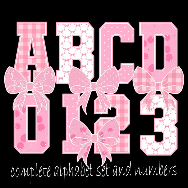 Pink Coquette Bow Alphabet and Numbers, Mama Coquette PNG Alphabet ...