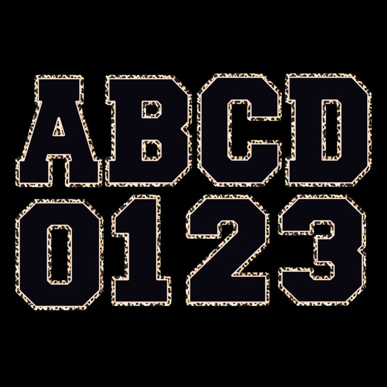 Black and Leopard Alphabet Letters and Number Set Clipart ,leopard ...