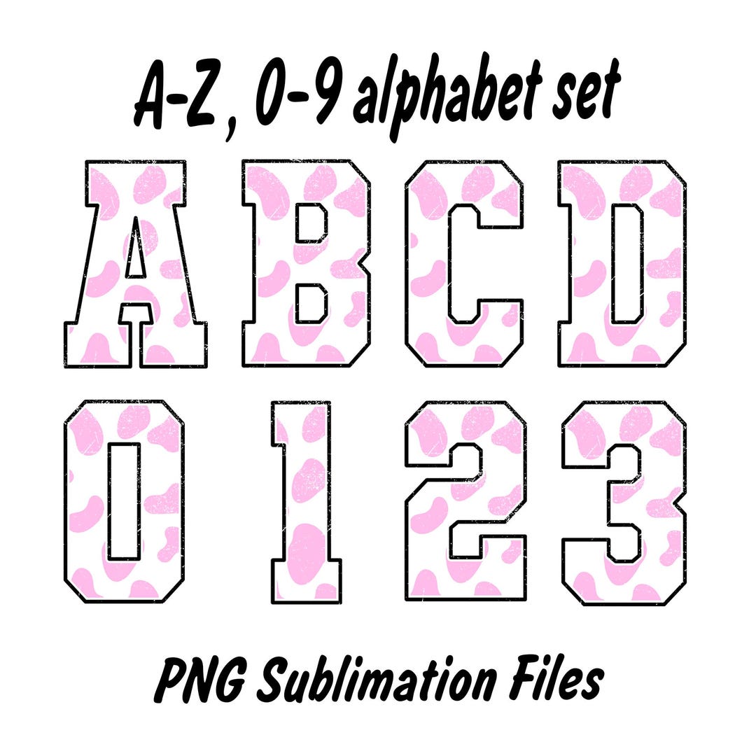Pink Cow Alphabet and Numbers ,alphabet Letters, Kids PNG File, Cow ...