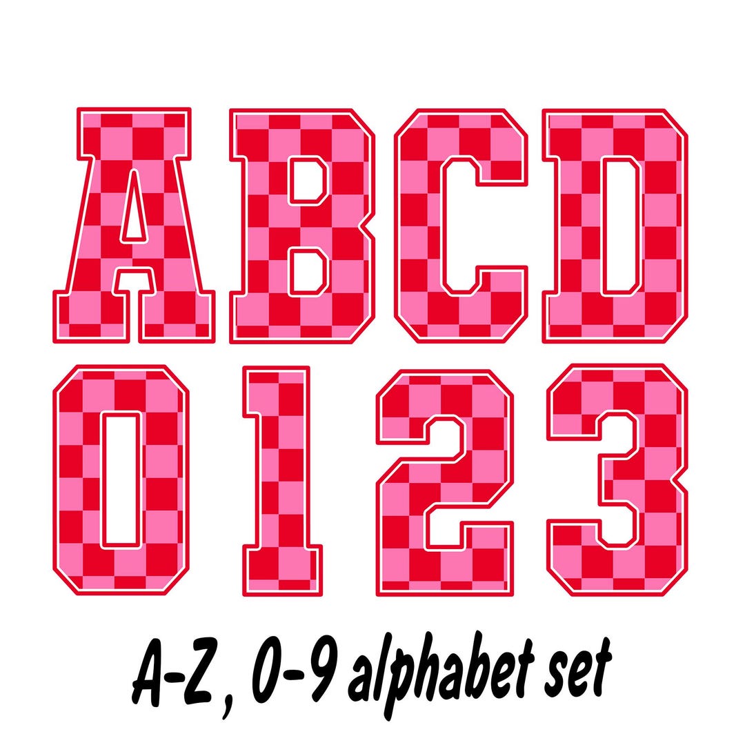 Pink and Red Checkered Valentine Alphabet and Numbers ,checkered ...