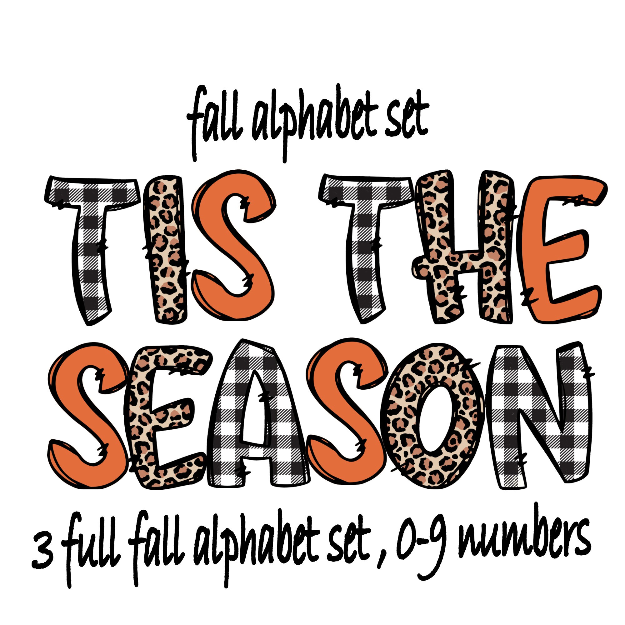 Fall Season Doodle Alphabet Bundle, Autumn PNG Letters, Numbers, A-Z ...