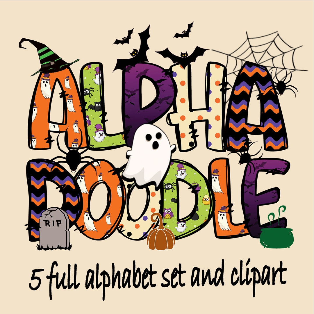 BUNDLE Halloween Alphabet PNG, Halloween Doodle, Halloween PNG Letters ...