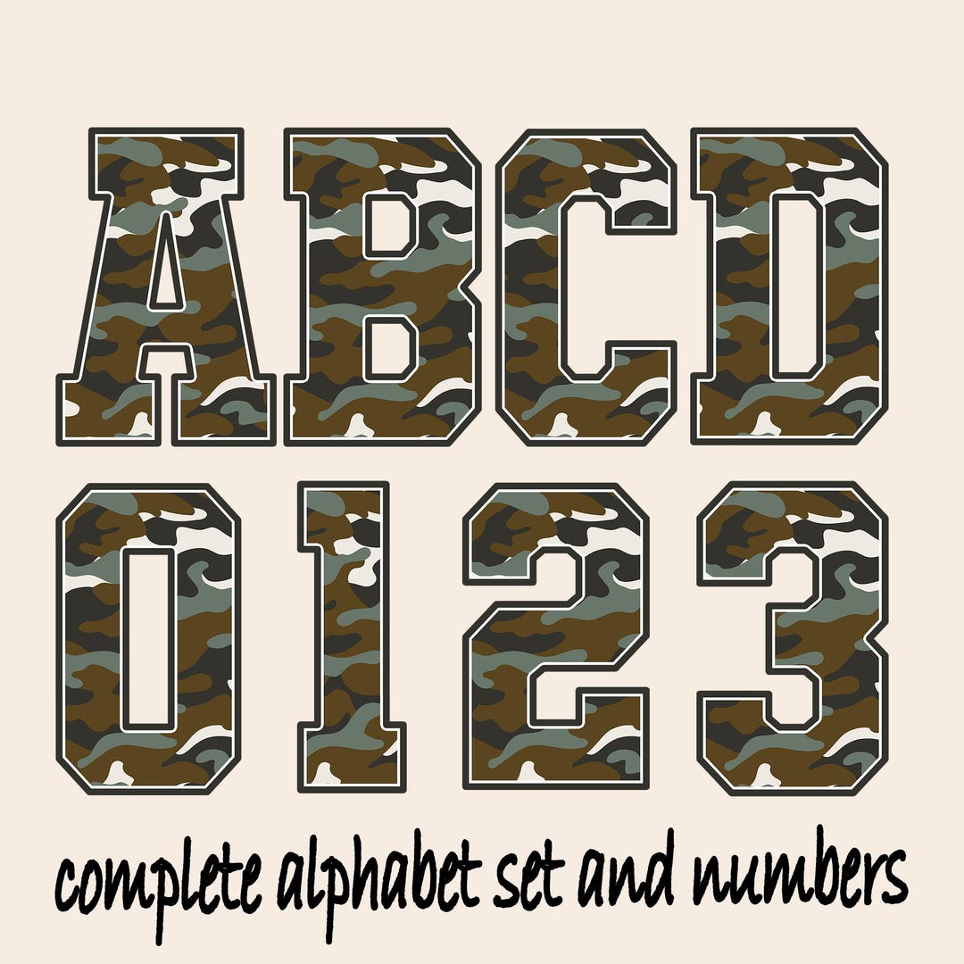Camo Pattern Alphabet Set, Camouflage Alphabet and Numbers ,mama ...