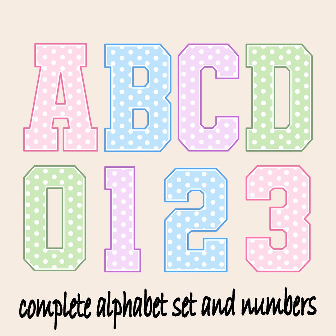 Pastel Polka Dots Letters PNG, Sport Alphabet Png, Pink and Green Alpha ...