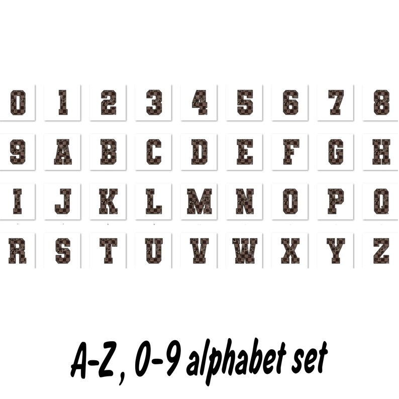 Retro Western Leopard Checkered Alphabet Letters and Number Set Clipart ...