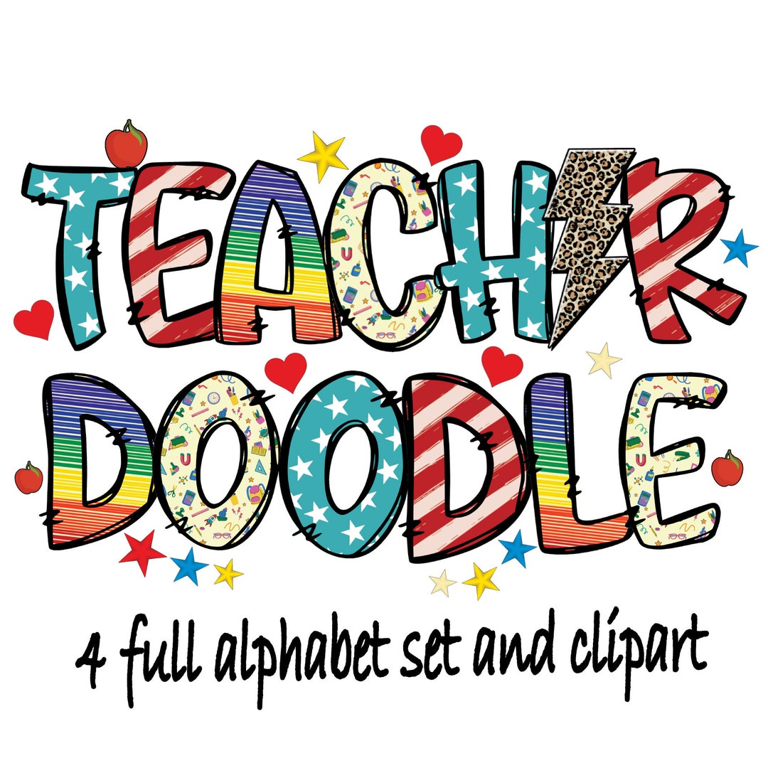 Teacher Doodle Alphabet Bundle, School Letters,alpha Doodle,png Letters ...