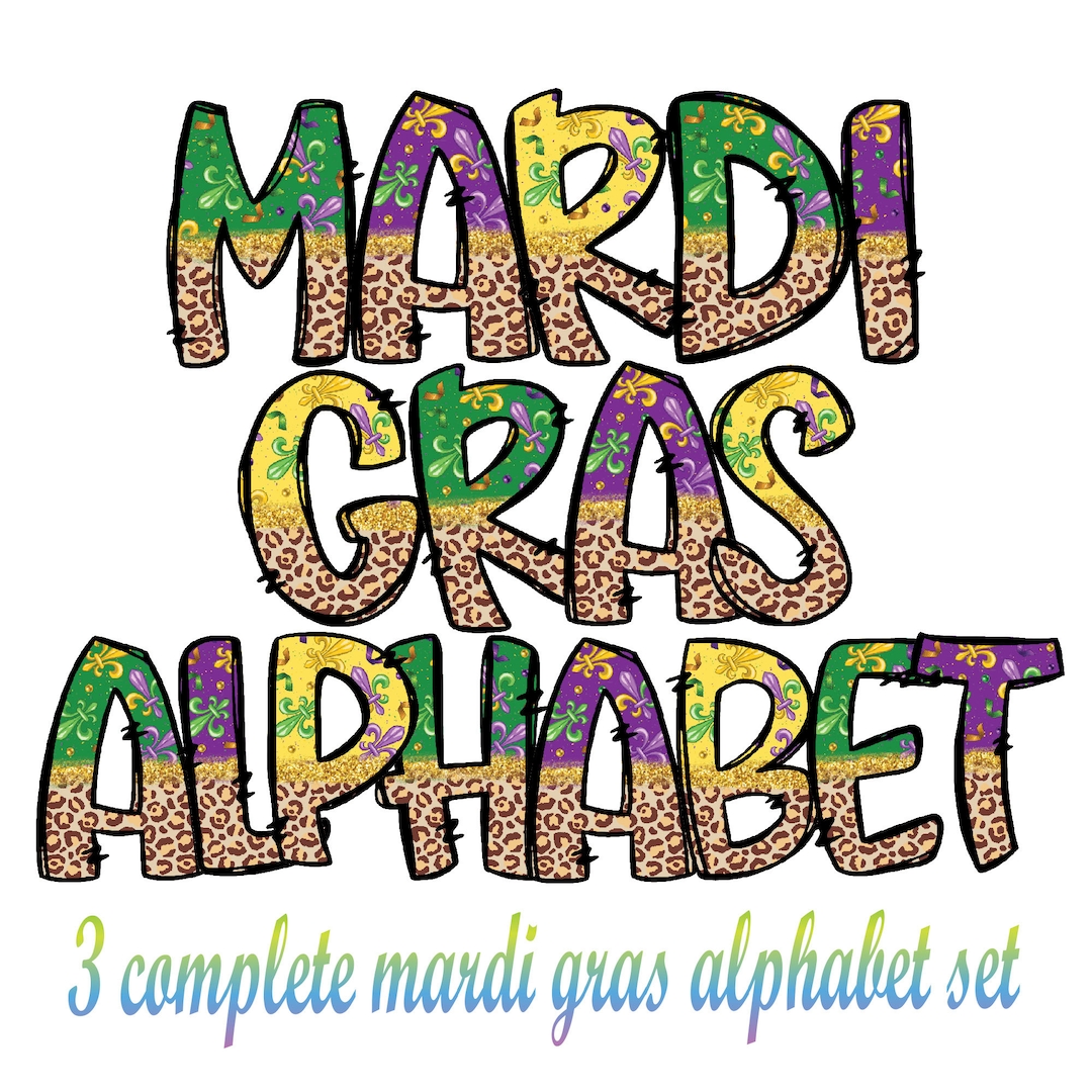 Mardi Gras Alphabet Set, Mardi Gras Doodle Alphabet, Doodle Alphabet ...