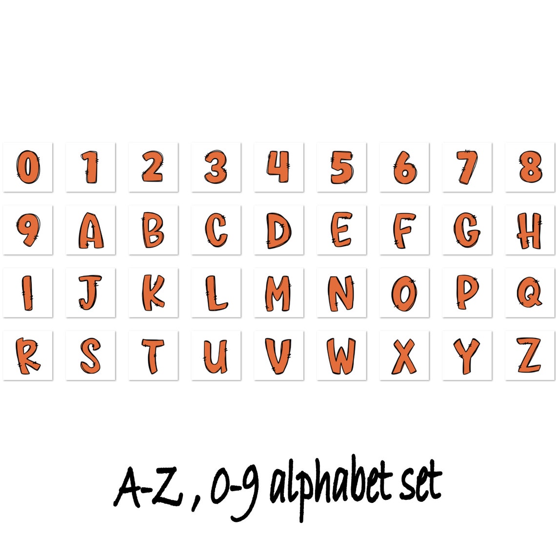 Fall Season Doodle Alphabet Bundle, Autumn PNG Letters, Numbers, A-Z ...