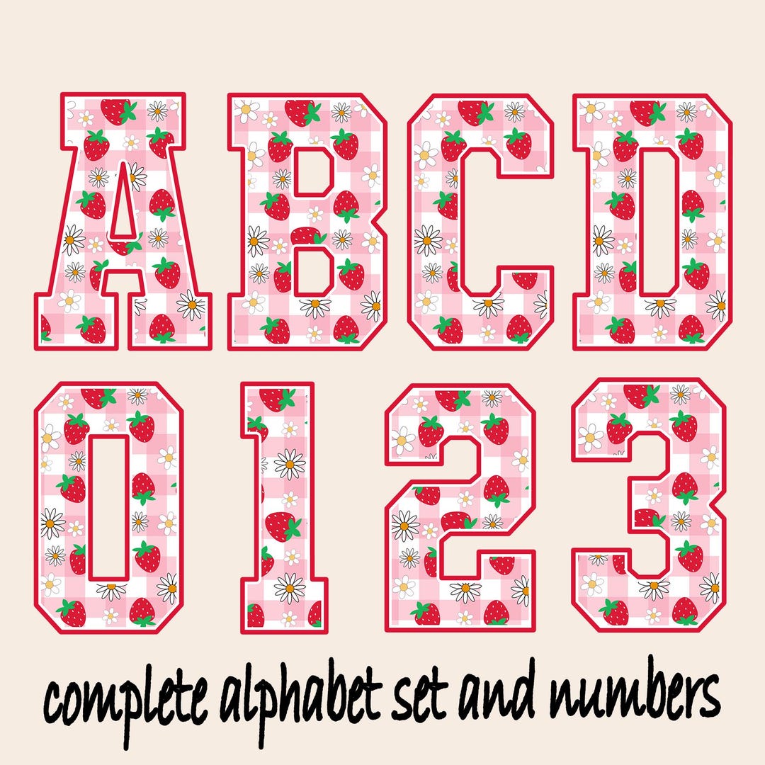 Strawberry Berry Sport Letters ,first Summer Varsity, Popular Trendy ...