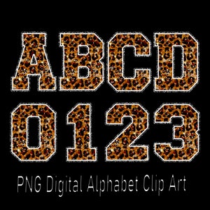 Sequin Faux Leopard and Black Alphabet Letters and Number Set Clipart ...